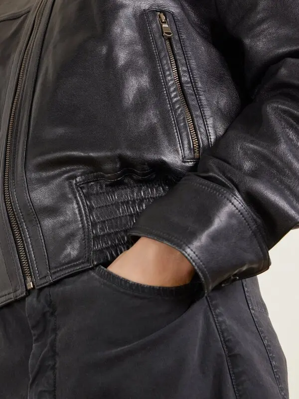 NILI LOTAN Aime Leather Bomber Jacket