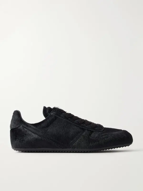 Rick Owens Minimal Sneaks Calf-hair And Leather Sneakers - Black