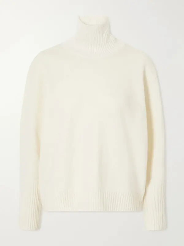 COURREGES Logo-embroidered Ribbed-knit Wool Sweater - Neutrals