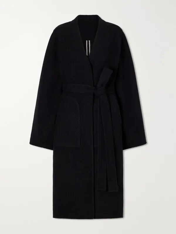 Rick Owens Dagger Belted Cashmere Coat - Black
