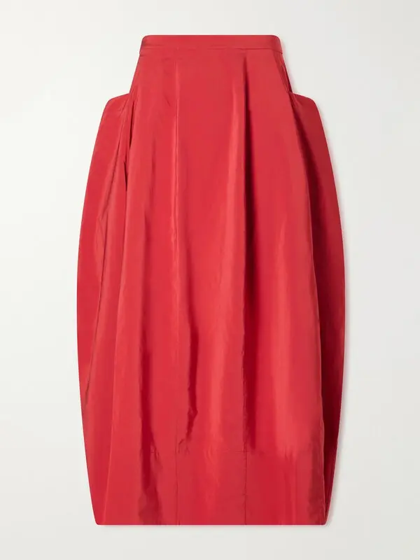 Tibi Lantern Paneled Shell Skirt - Red