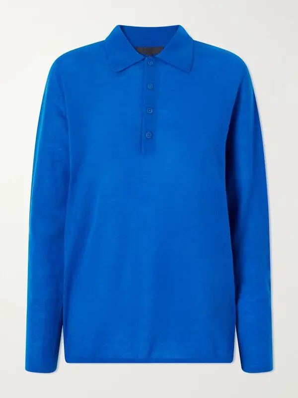 Tibi Wool-blend Knit Polo Sweater - Blue