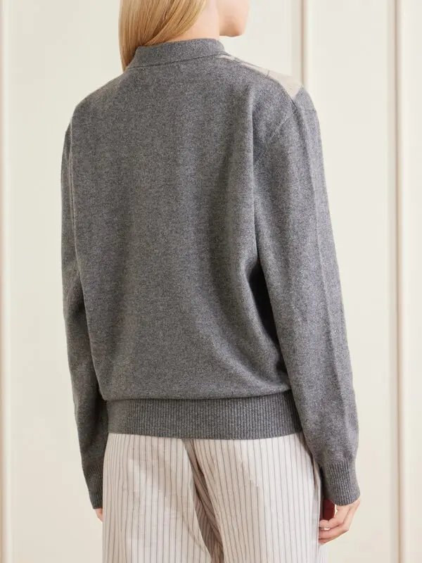 RÓHE Argyle Cashmere, Wool And Silk-blend Polo Sweater - Gray