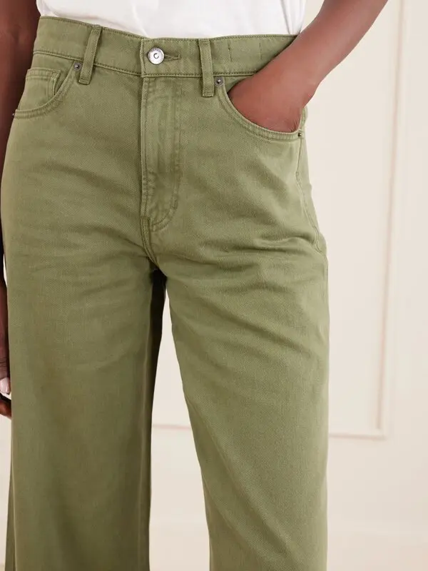 Veronica Beard Kasey Mid-rise Wide-leg Jeans - Green