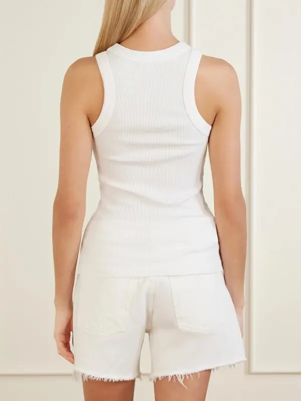 AGOLDE Leigh Ribbed Stretch Organic Cotton And Tencel™ Lyocell-blend Jersey Tank - White