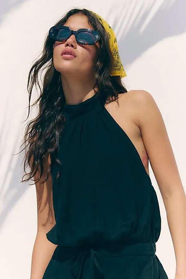 Free People Sandshell Linen Drea Mini Dress At - Black