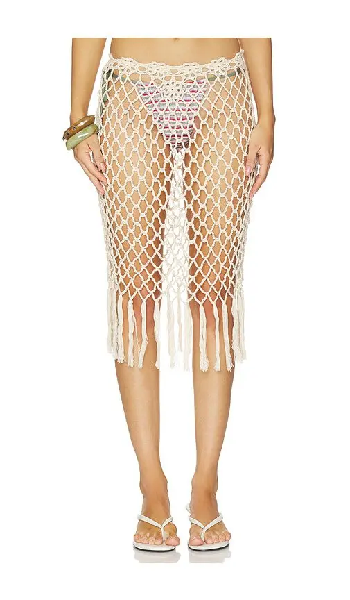 Frankies Bikinis Star Crochet Midi Skirt In . Also - Cream