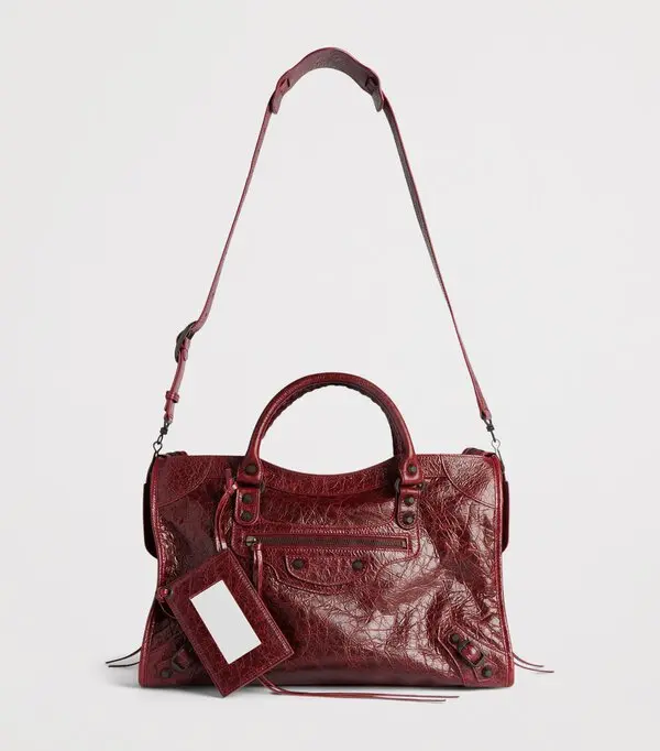 Balenciaga Medium Lambskin Le City Top-handle Bag - Burgundy
