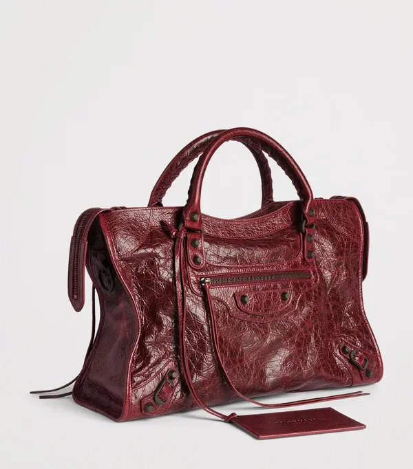 Balenciaga Medium Lambskin Le City Top-handle Bag - Burgundy