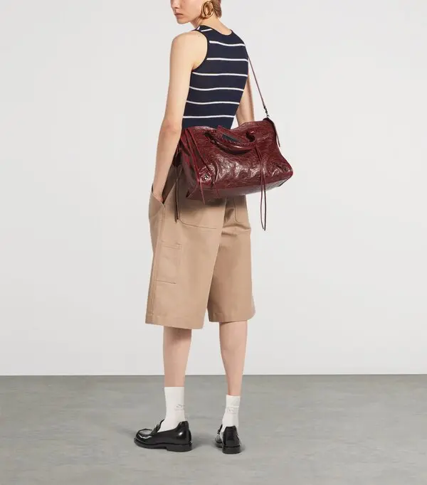 Balenciaga Medium Lambskin Le City Top-handle Bag - Burgundy