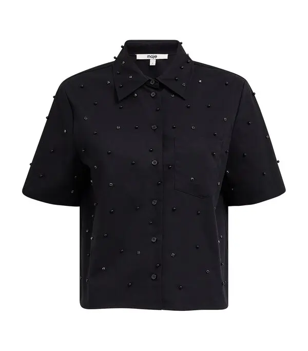 Maje Cotton Embellished Shirt - Black