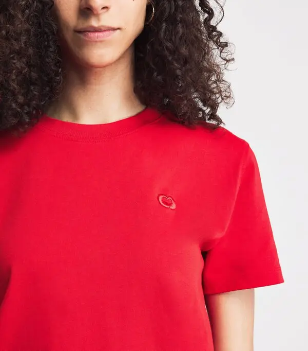 Maje Cotton Embroidered Logo T-shirt - Red