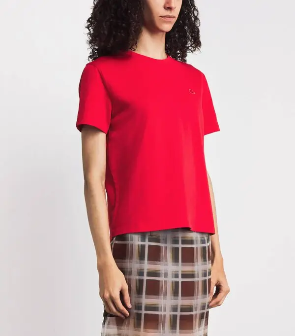 Maje Cotton Embroidered Logo T-shirt - Red