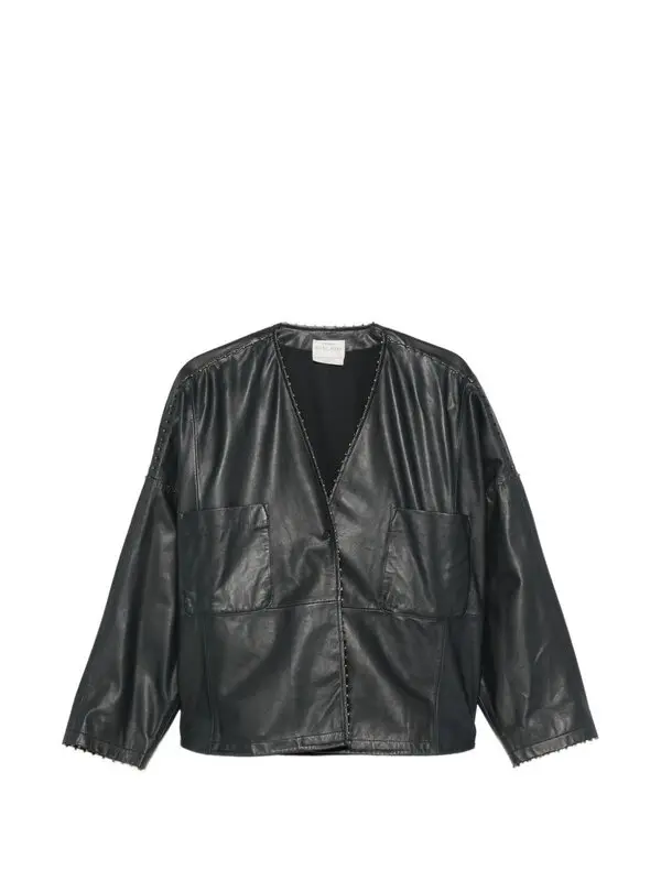 FORTE_FORTE Leather Kimono Jacket - Blue