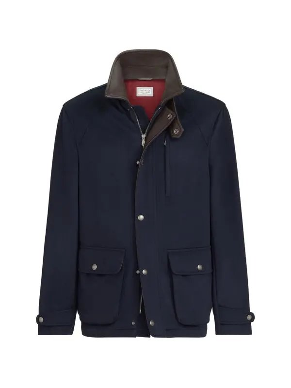 Brunello Cucinelli Wool Caban Coat - Blue