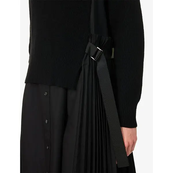 Sacai Sleeveless Wool-blend And Nylon Contrast Vest