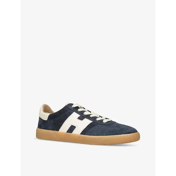 Hogan Monogram-embellished Suede Low-top Trainers - Navy