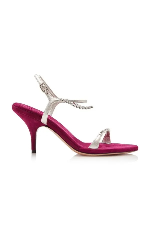 Chloé Crystal-embellished Leather Heeled Sandals - Pink