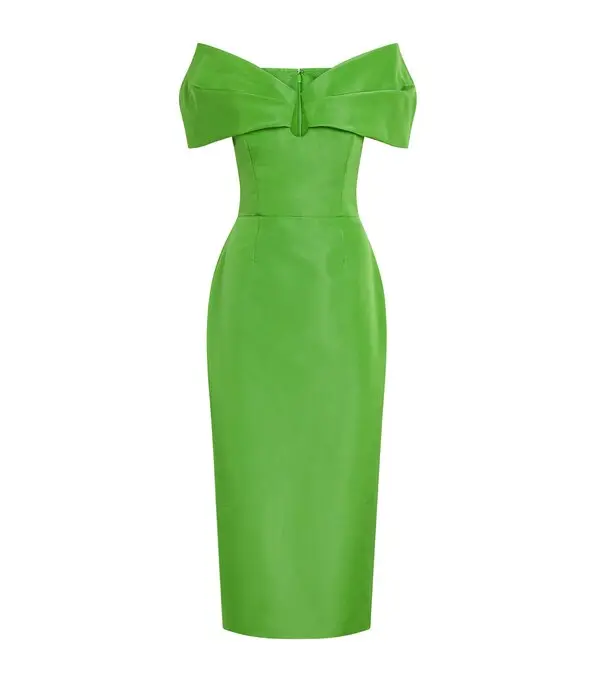 Carolina Herrera Silk Faile Off-the-shoulder Maxi Dress - Green