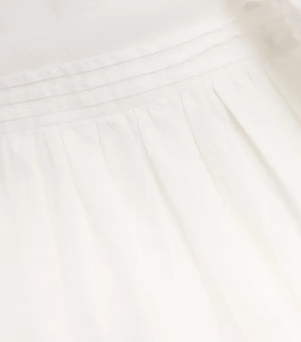 DÔEN Sebastiane Organic Cotton Midi Skirt With Lace Hem - White