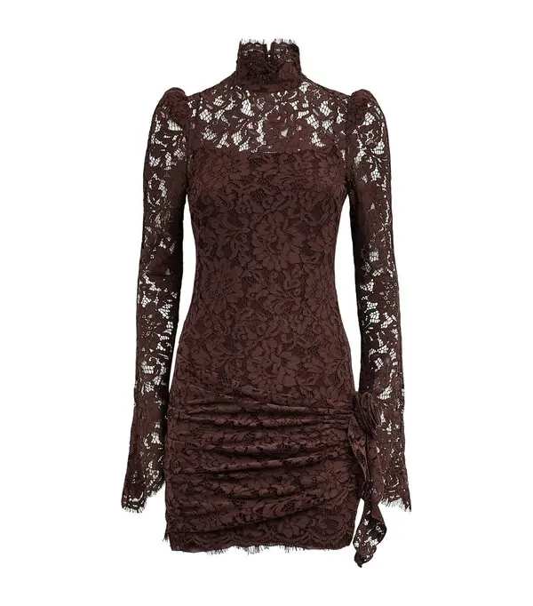DE LA VALI Lace Bodita Mini Dress - Brown