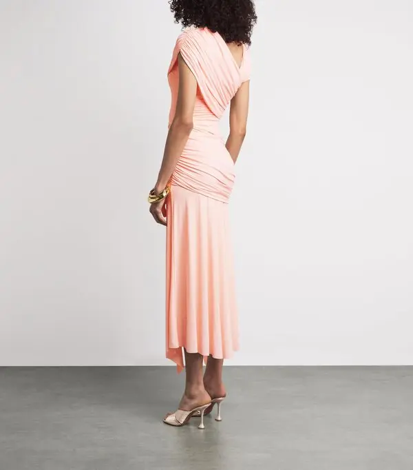 DE LA VALI Draped Hela Midi Dress - Pink