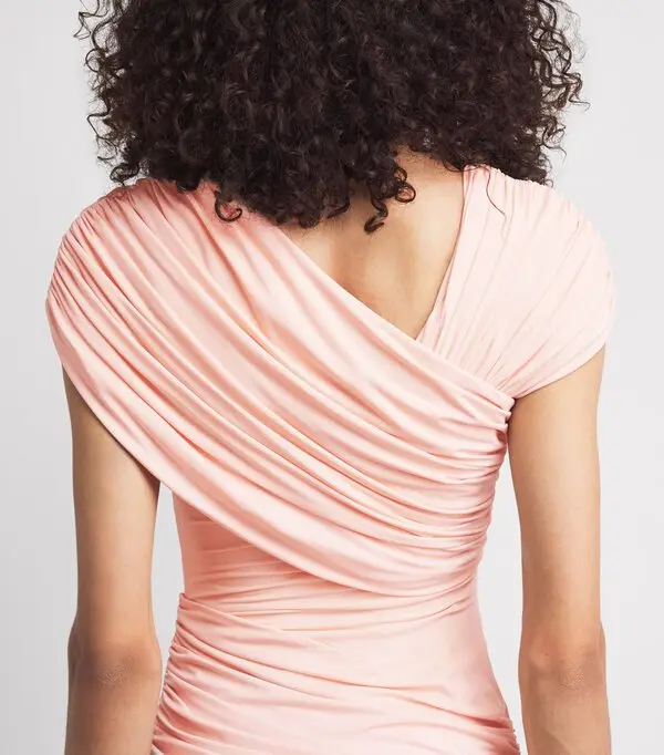 DE LA VALI Draped Hela Midi Dress - Pink