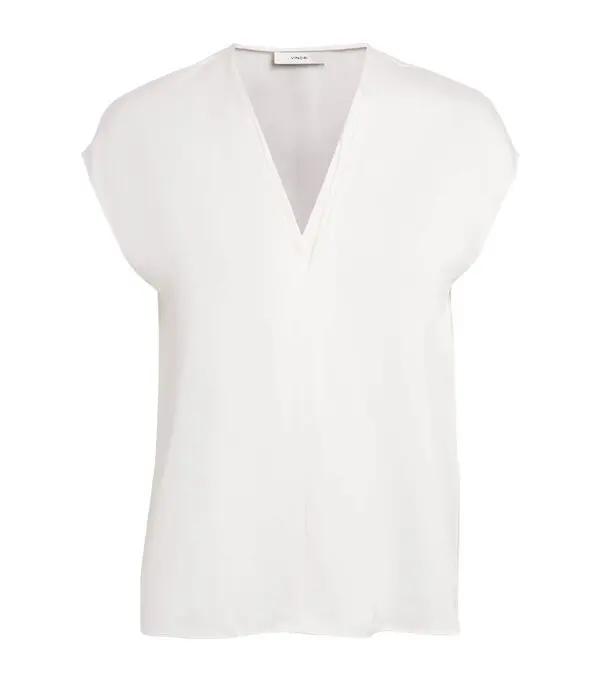 Vince Silk-blend Layered V-neck Top - Ivory