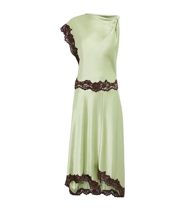 DE LA VALI Asymmetric Adriana Midi Dress - Green