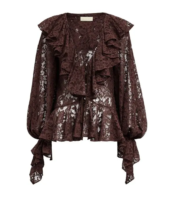 DE LA VALI Lace Mija Blouse - Brown