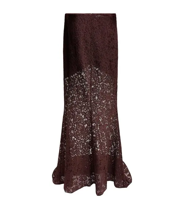 DE LA VALI Lace Pasion Maxi Skirt - Brown