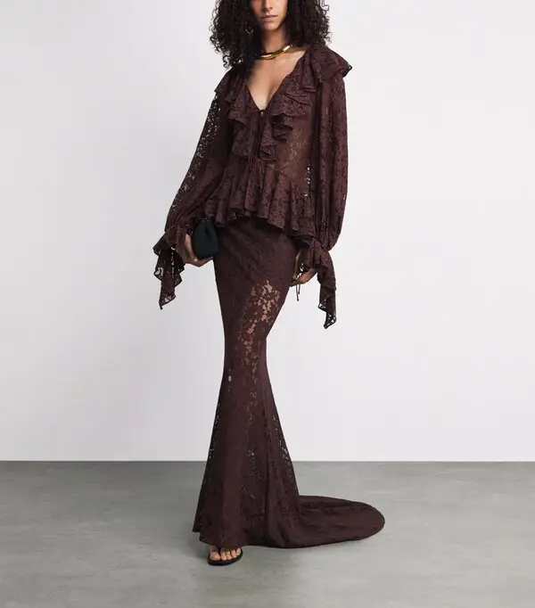 DE LA VALI Pasion Lace Maxi Skirt