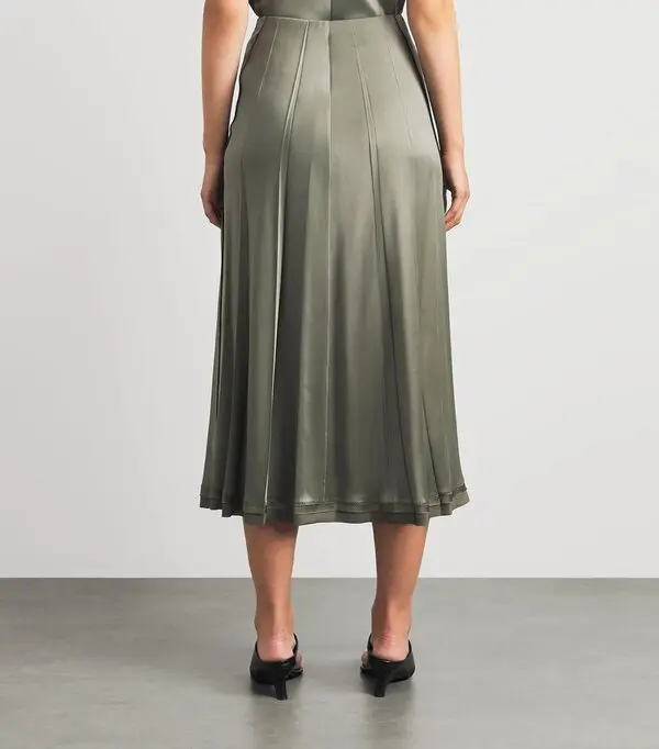 Vince Satin Pleated Midi Skirt