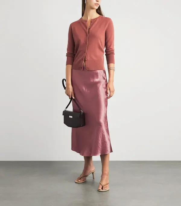Vince Crinkle Satin Midi Skirt