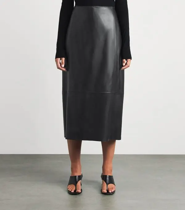Vince Lambskin Midi Skirt