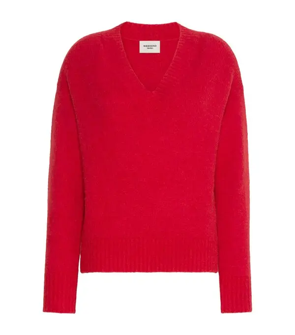 Max Mara Alpaca-blend V-neck Sweater - Red
