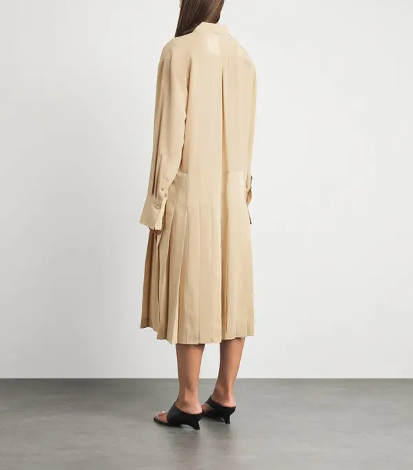 TOTEME Silk Pleated Midi Shirt Dress