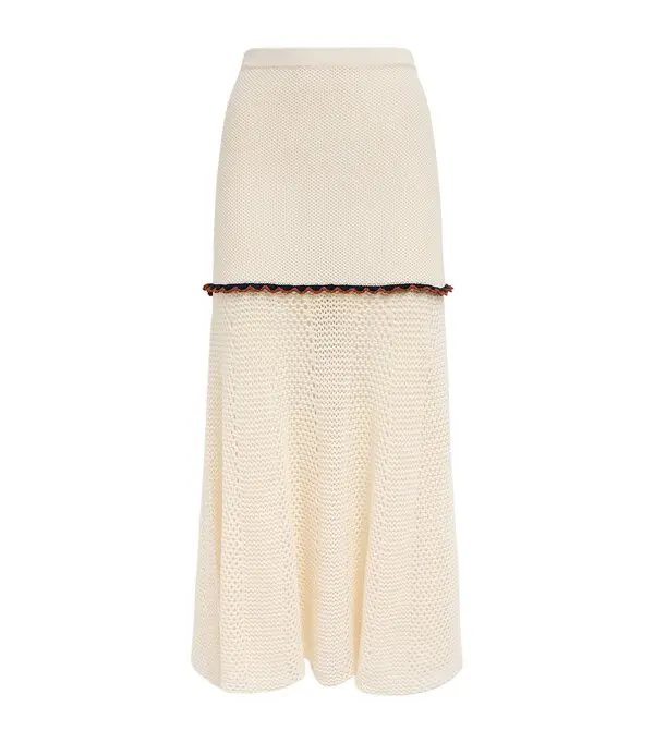 Escvdo Crochet Mural Maxi Skirt - White
