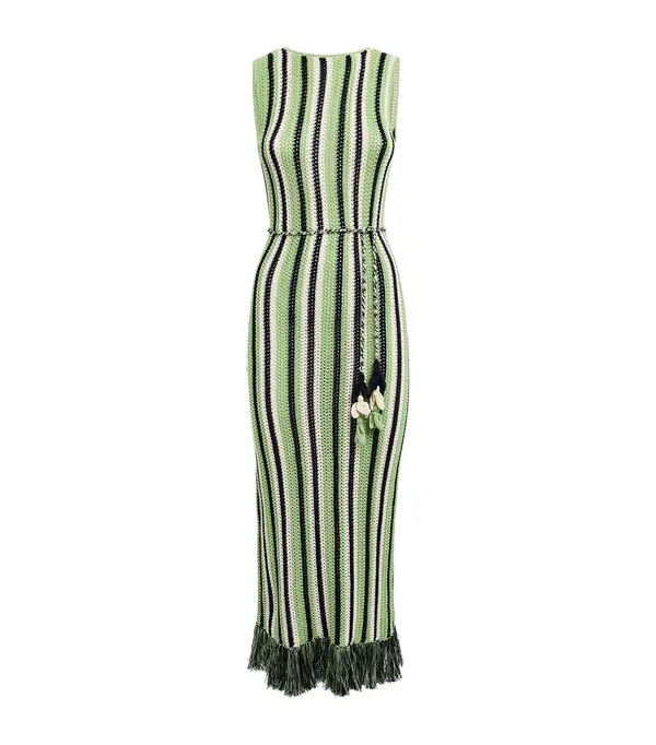 Escvdo Fringe Misti Midi Dress - Green