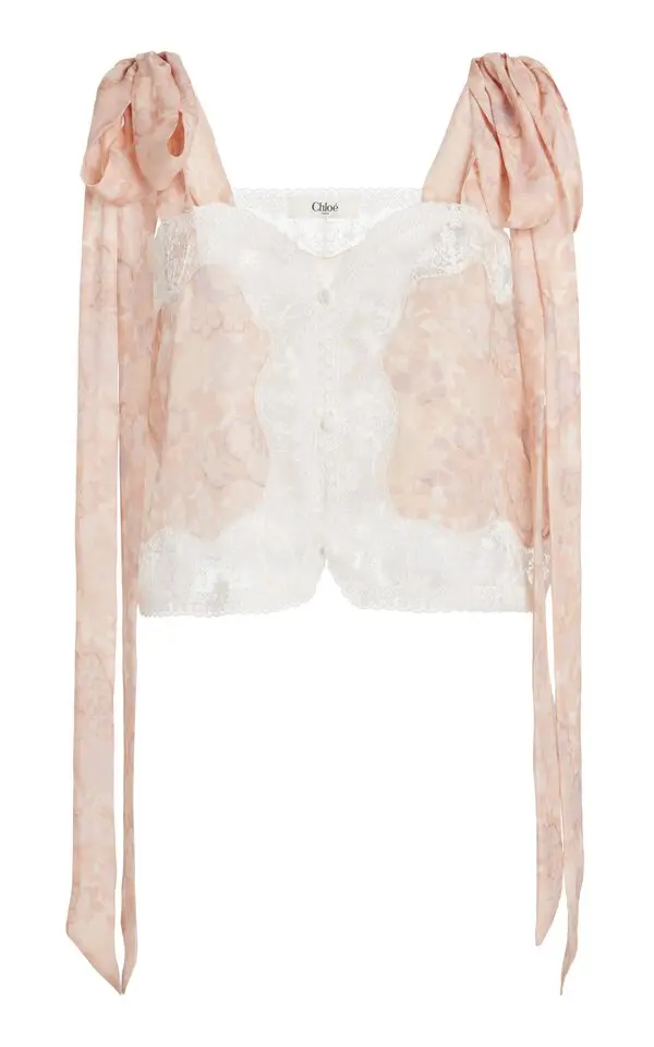 Chloé Lace-trimmed Silk Charmeuse Tank Top - Pink