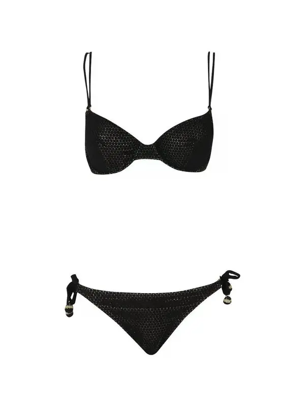 PIN-UP STARS Crochet Balconette Bikini - Black