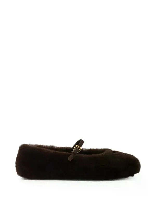 Prada Shearling Ballerinas - Brown