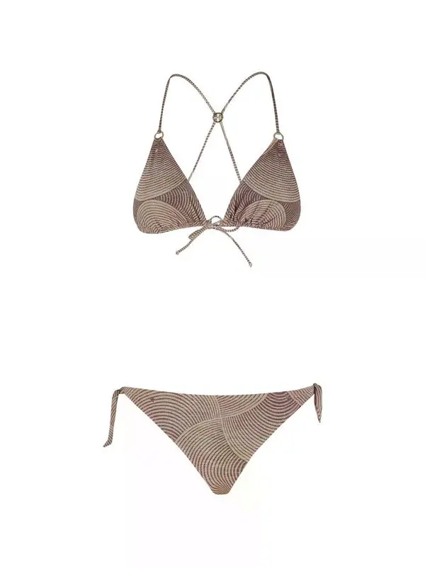 PIN-UP STARS Lurex Geometric-print Bikini - Neutrals