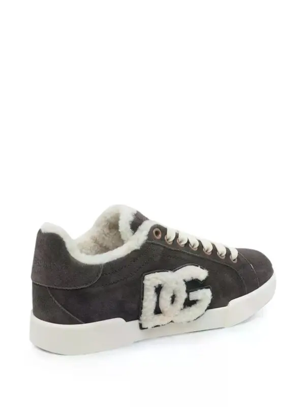 Dolce & Gabbana Dg Logo Shearling-trim Sneakers