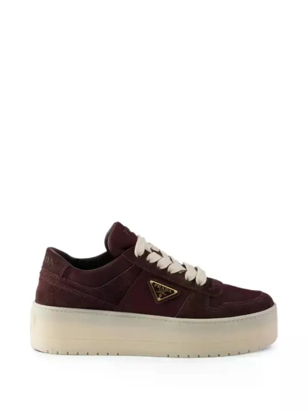 Prada Downtown Bold Re-nylon And Suede Sneakers - Red