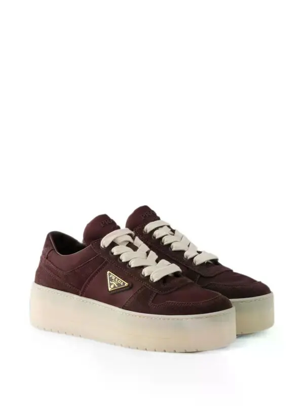 Prada Downtown Bold Re-nylon And Suede Sneakers - Red