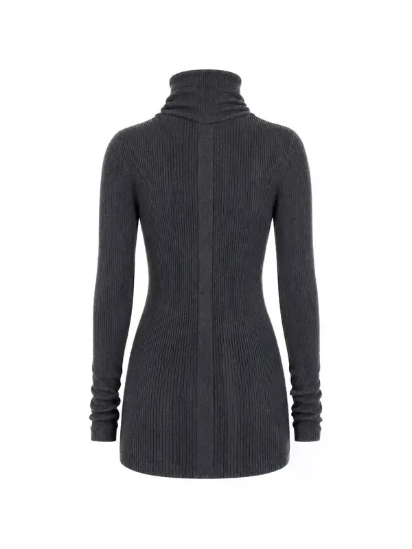 Rick Owens Ls Tube Ribbed-knit Turtleneck Sweater - Grey