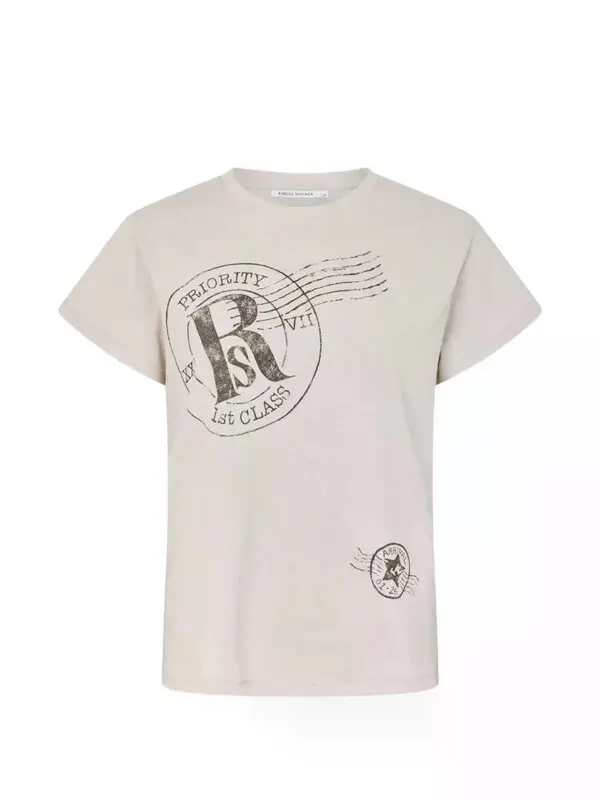 RABENS SALONER Logo-print Crew-neck T-shirt - Neutrals
