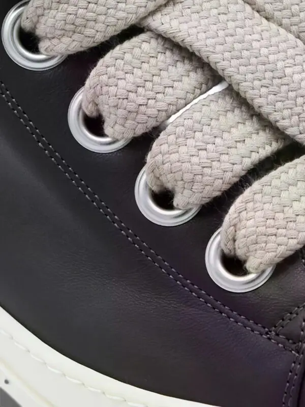 Rick Owens Oversized-lace Leather Sneakers