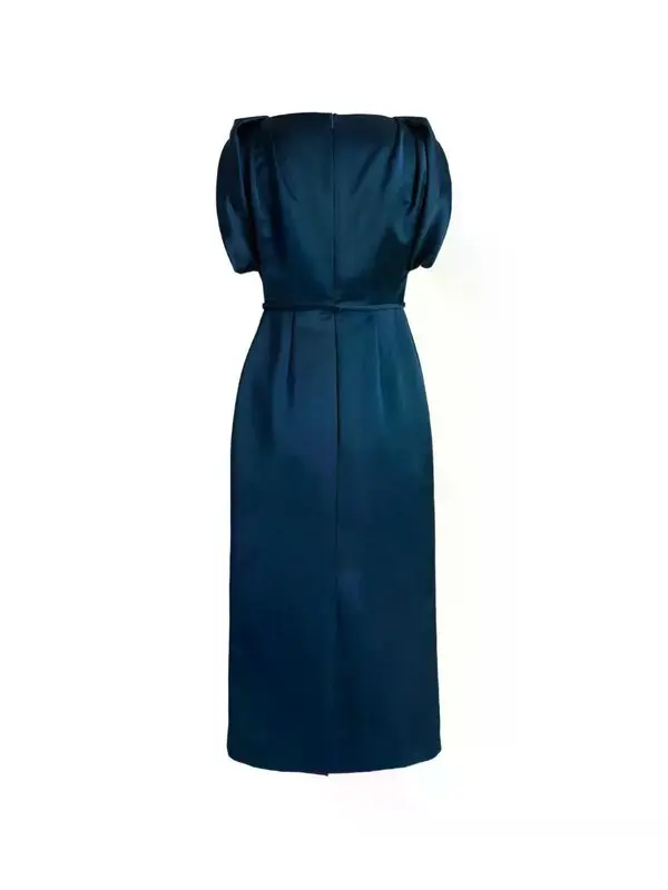 Erdem Embroidered Satin Midi Party Dress - Blue